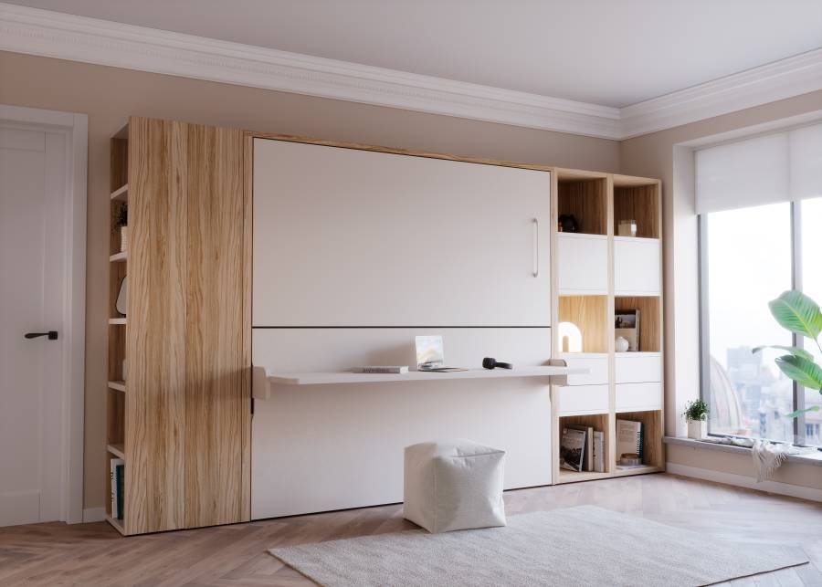 Bedroom with folding bunk bed with table – furniflex.ae