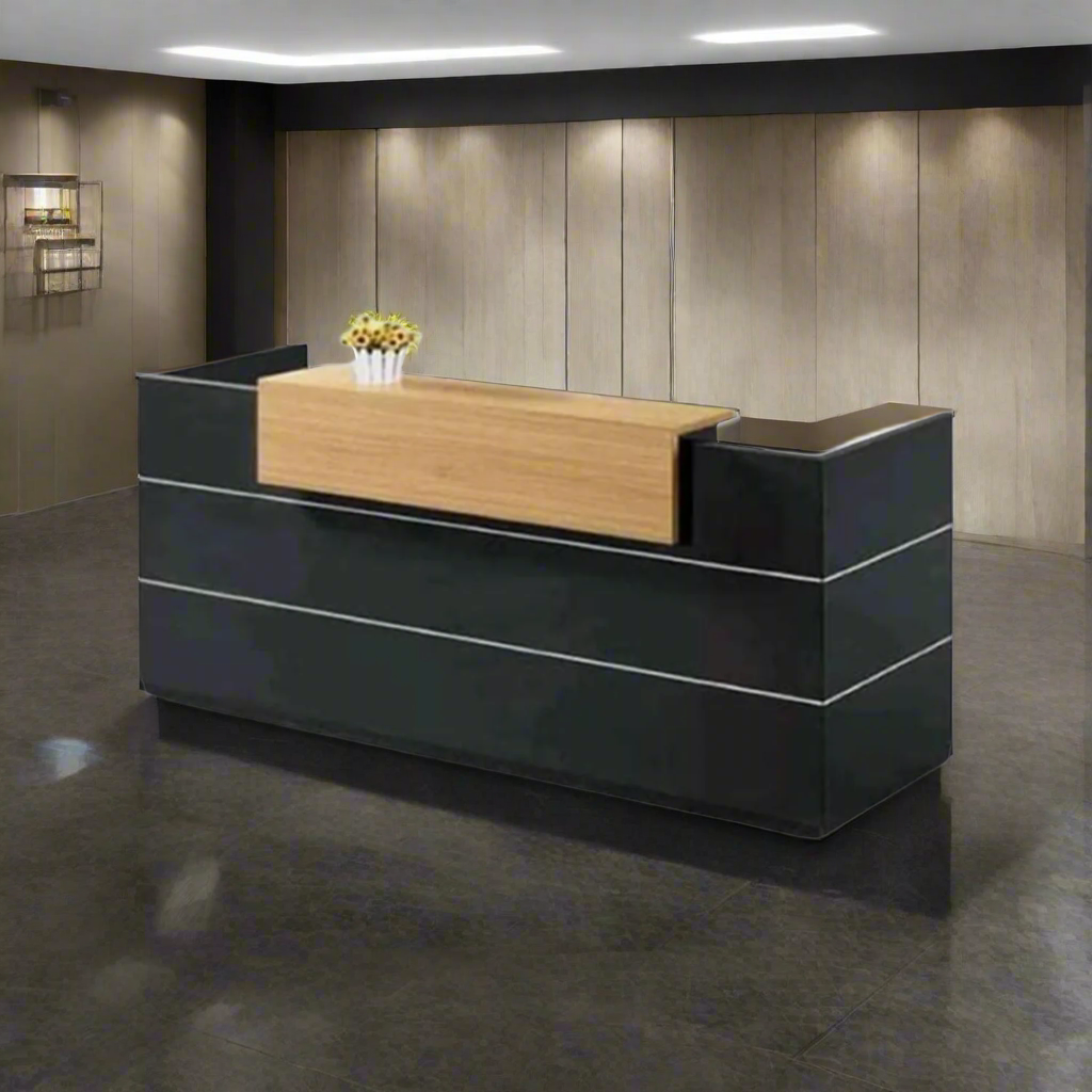 High quality MDF wood reception desk – HFS-086 – furniflex.ae